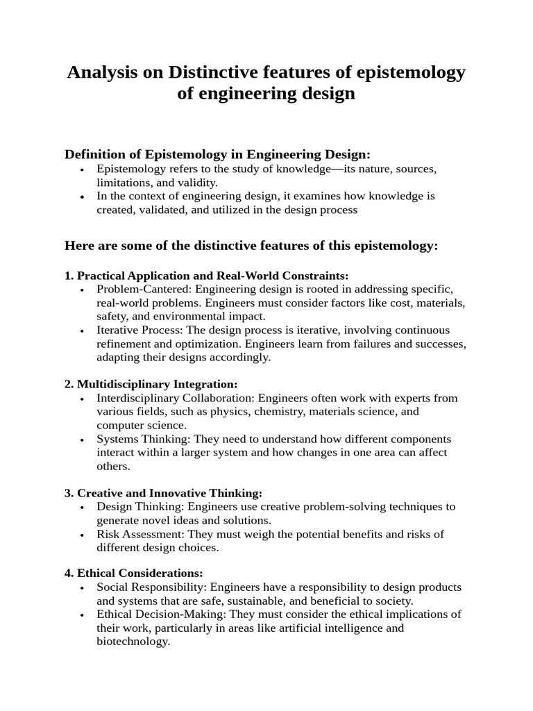 Analysis On Distinctive Features of Epistemology of Engineering Design | PDF | Engineering ...