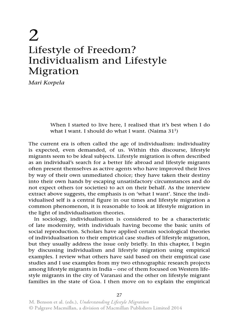 Lifestyle of Freedom? Individualism and Lifestyle Migration | PDF ...