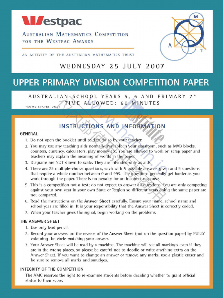 2 - AMC Upper Primary 2007 | PDF