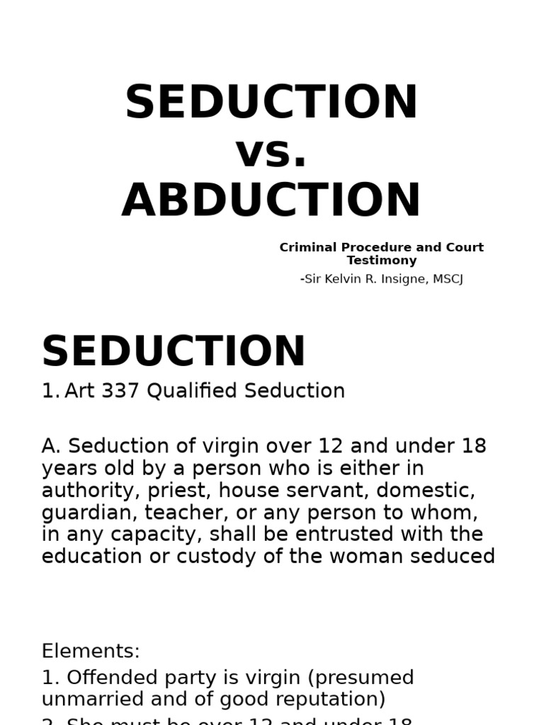 SEDUCTION Vs ABDUCTION | PDF
