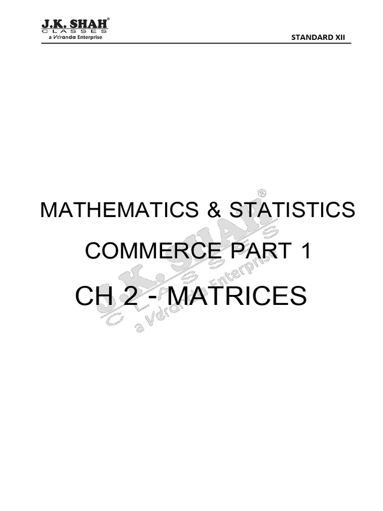 CH 2 - Matrices - Solution | PDF | Matrix (Mathematics) | Mathematical Analysis