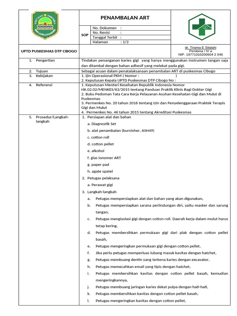 Sop Penambalan Art | PDF