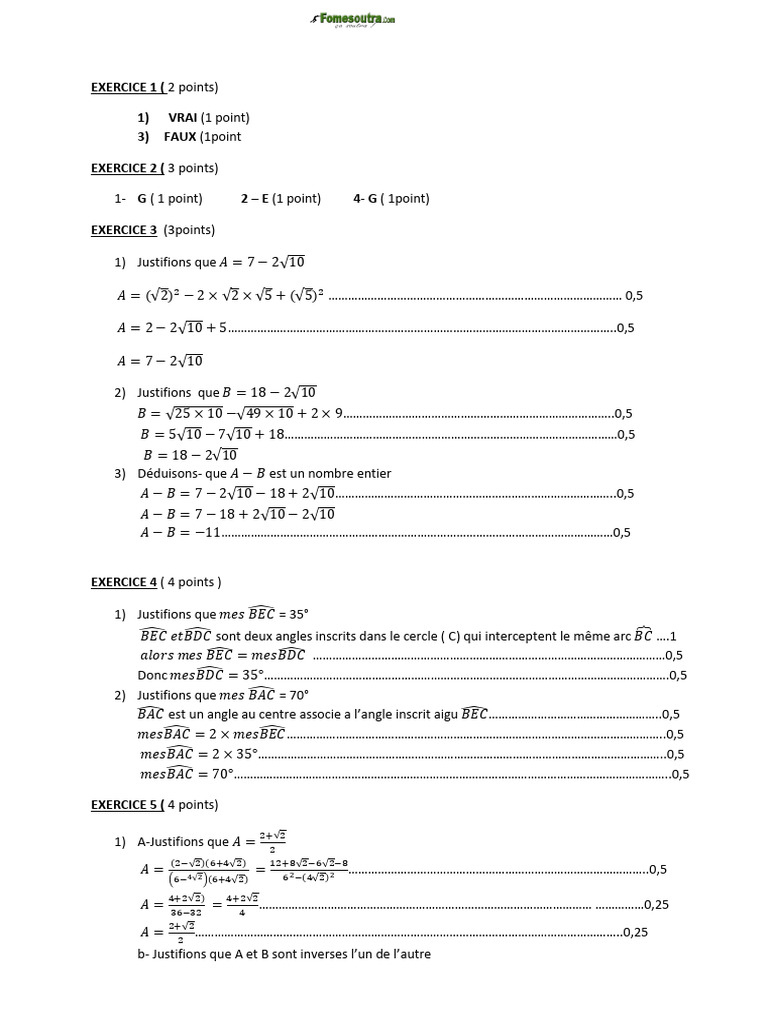 Sujet Maths 3ieme Test Lourd 2025 Bareme by Tehua | PDF