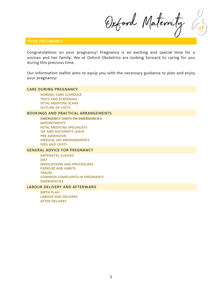 Oxford Maternity Pregnancy Information Booklet | PDF | Childbirth ...