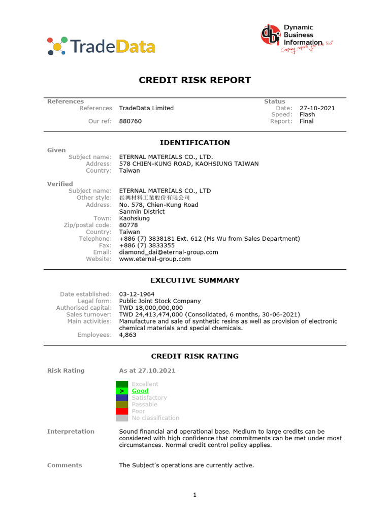 Eternal Materials Co. LTD | PDF | United States Dollar | Pandemic