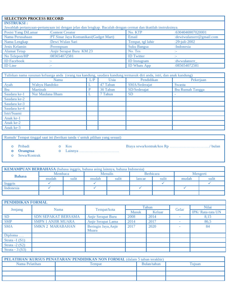 Form Gadget Dewi Wulan Sari (1) Done | PDF