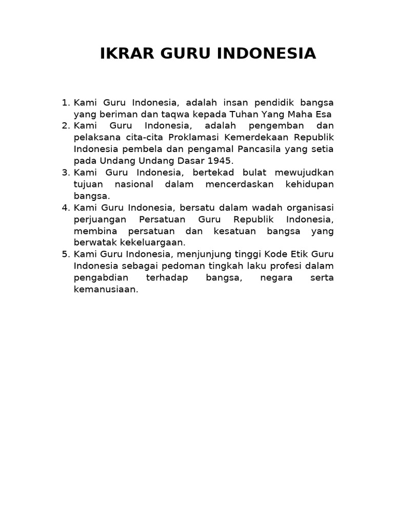 Ikrar Guru Indonesia | PDF
