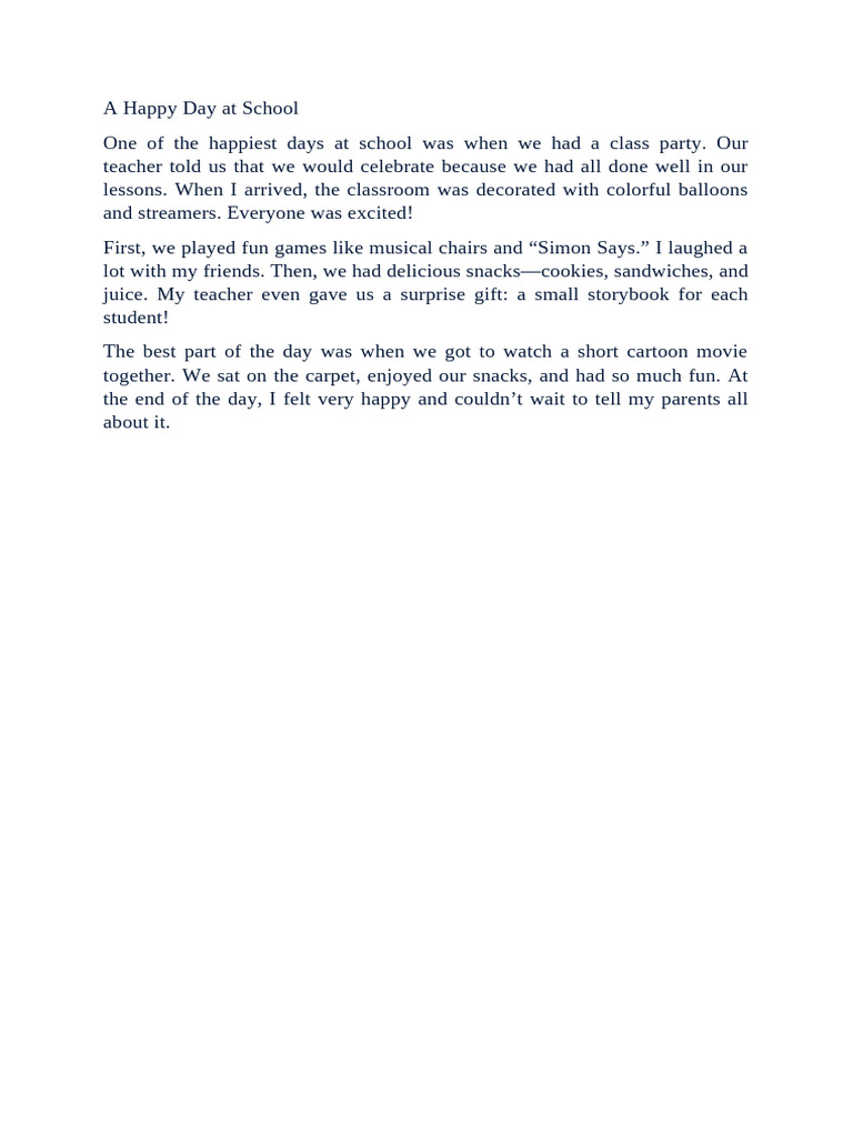 A Happy Day at School | PDF