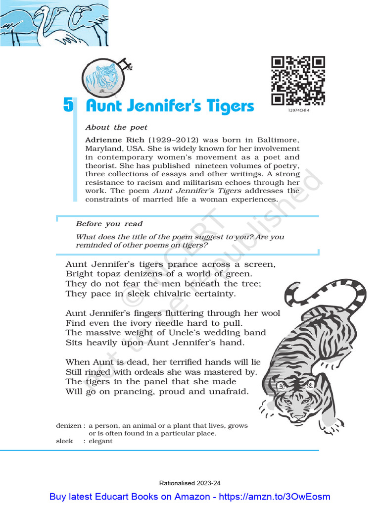 Poem-5 Aunt Jennifer's Tigers | PDF | Poetry