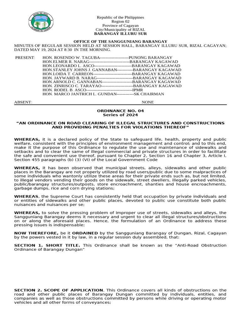 Road-Clearing 4 | PDF | Nuisance | Local Ordinance