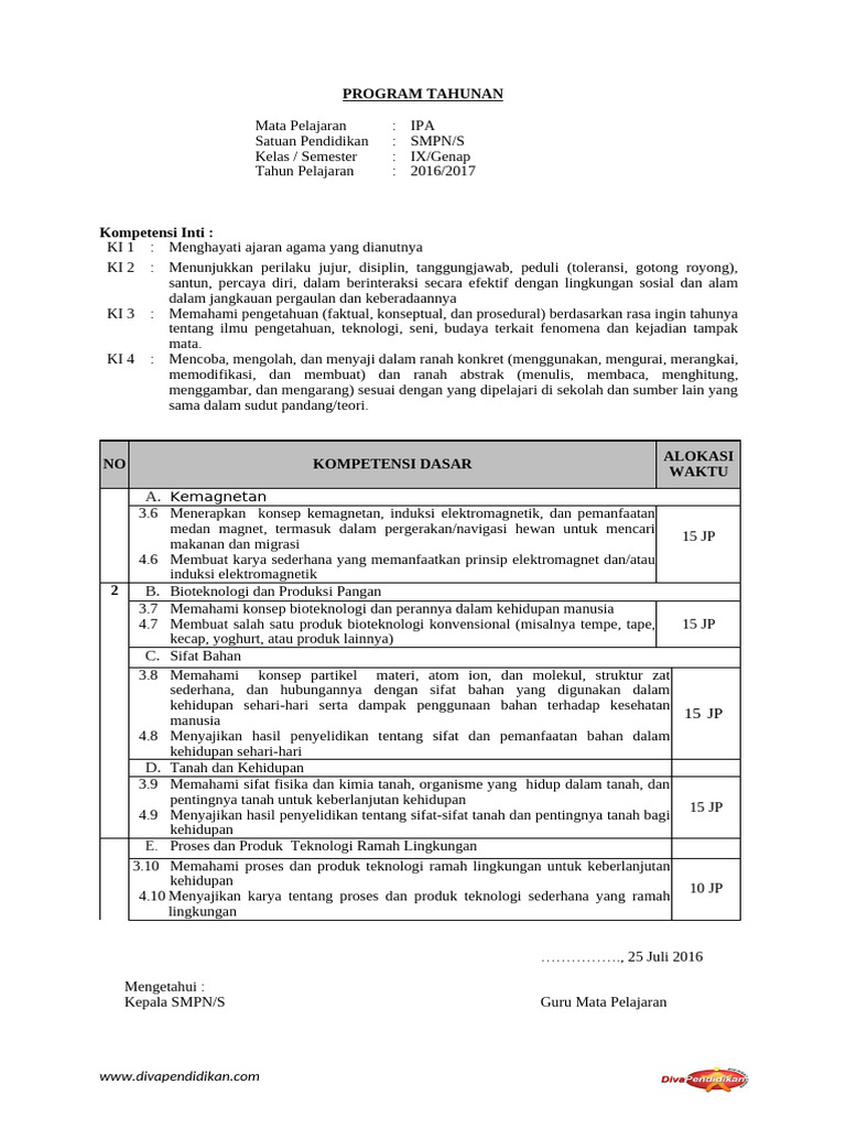 Program Tahunan IPA 9 SMT 2 | PDF