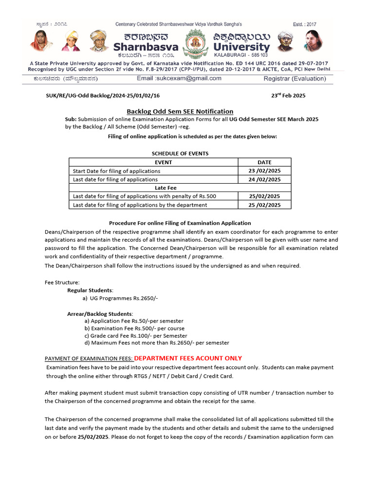 UG SEE Odd Backlog 2024-25-1 | PDF | Payments