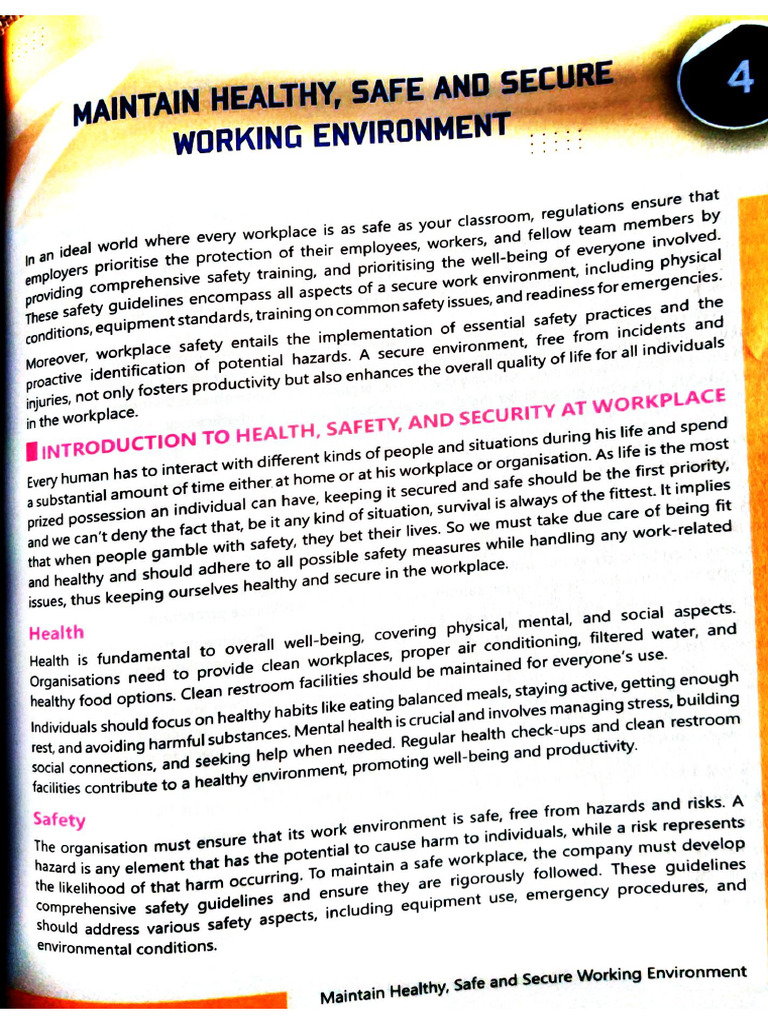 Unit 4 Part B Maintain Healthy, Safe and Secure Workplace Environment | PDF