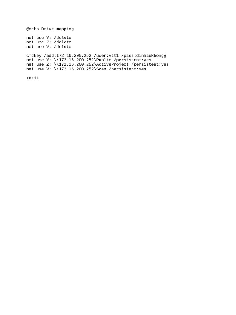 Drive Mapping Script for Network Access | PDF