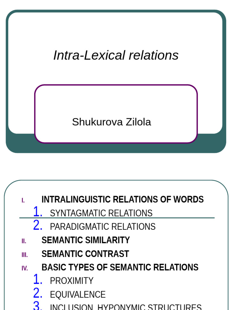 Intra-Lexical Relations Explained | PDF | Semantics | Word