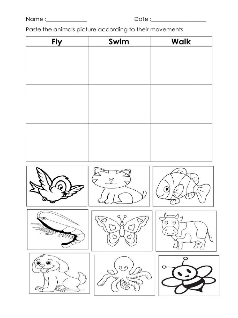 How animals move worksheet | PDF