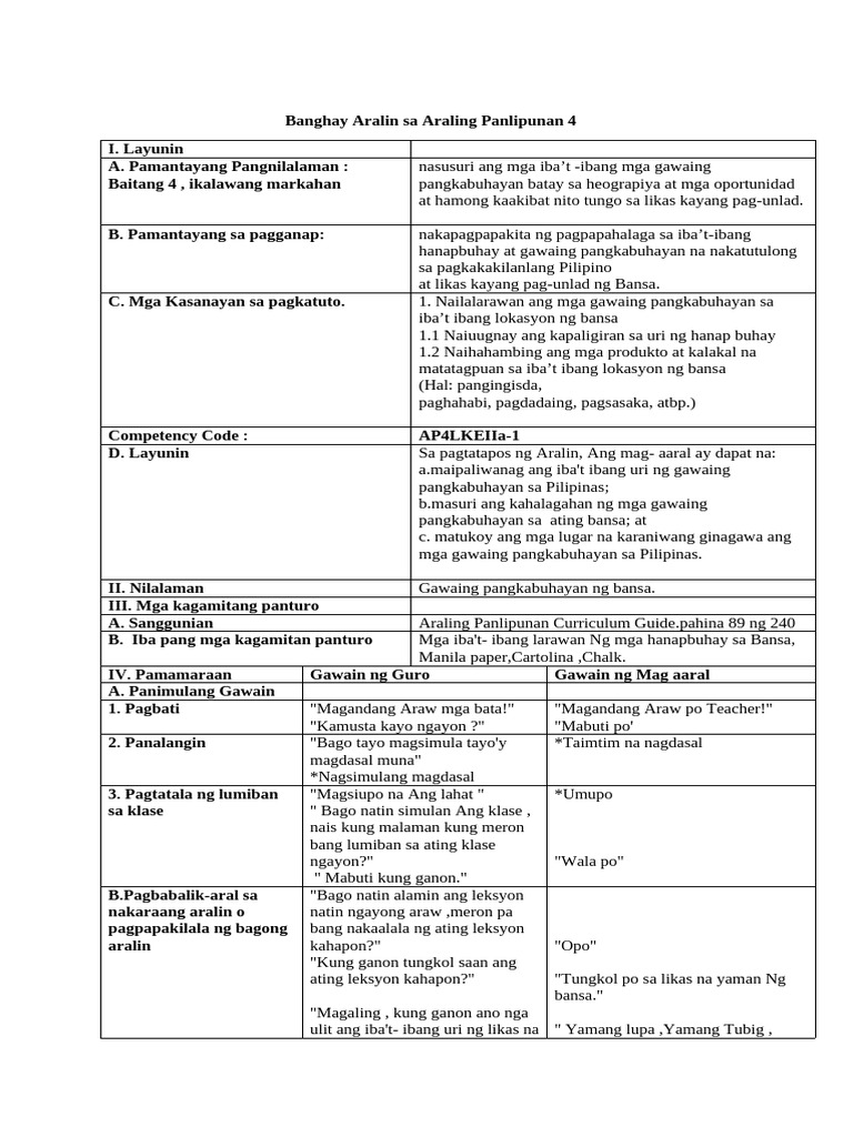 Banghay Aralin | PDF