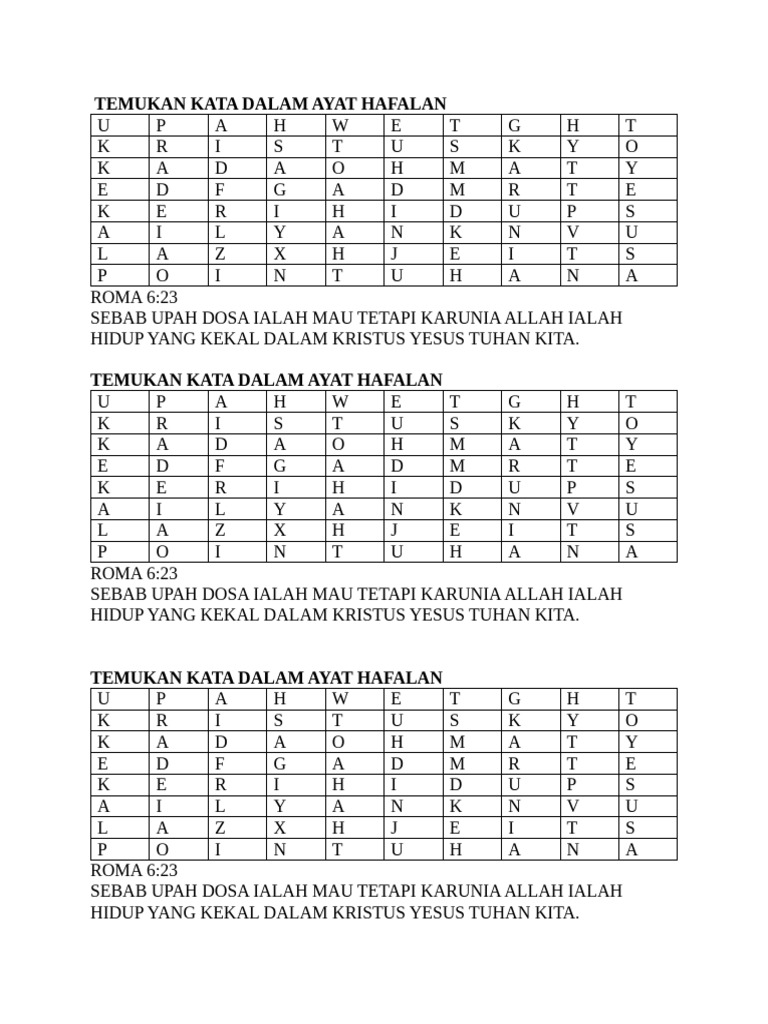 Temukan Kata Dalam Ayat Hafalan | PDF