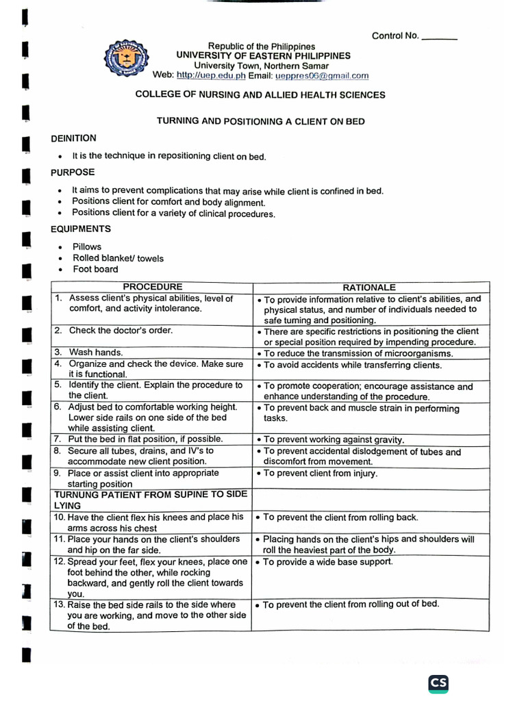 TURNING-AND-POSITIONING-CLIENT-PROCEDURES-AND-CHECKLIST | PDF