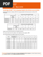 Cambridge Igcse English First Language 0500 Grade Threshold Table | PDF ...
