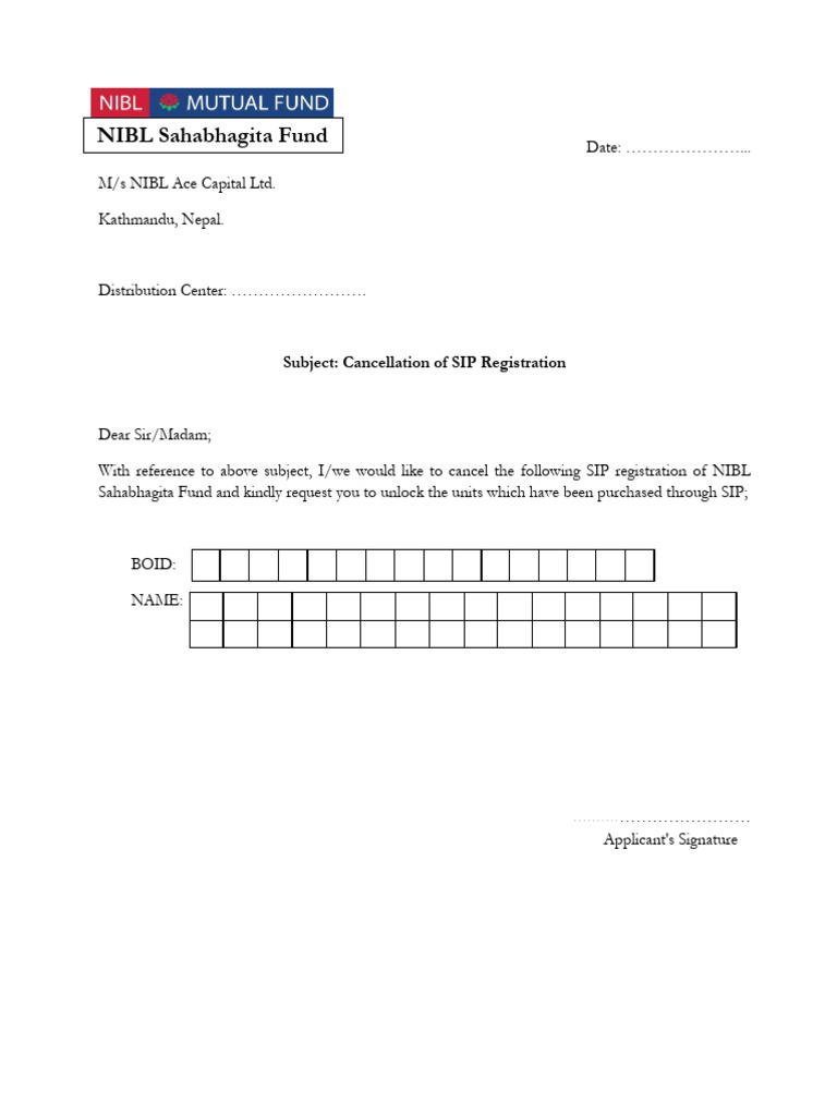 SIP Cancellation Letter | PDF