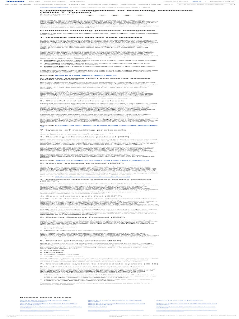 Common Categories of Routing Protocols (With 7 Types) | PDF | Routing ...