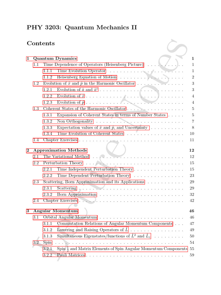 Quantum Mechanics II Lecture Notes | PDF | Spin (Physics) | Calculus Of ...