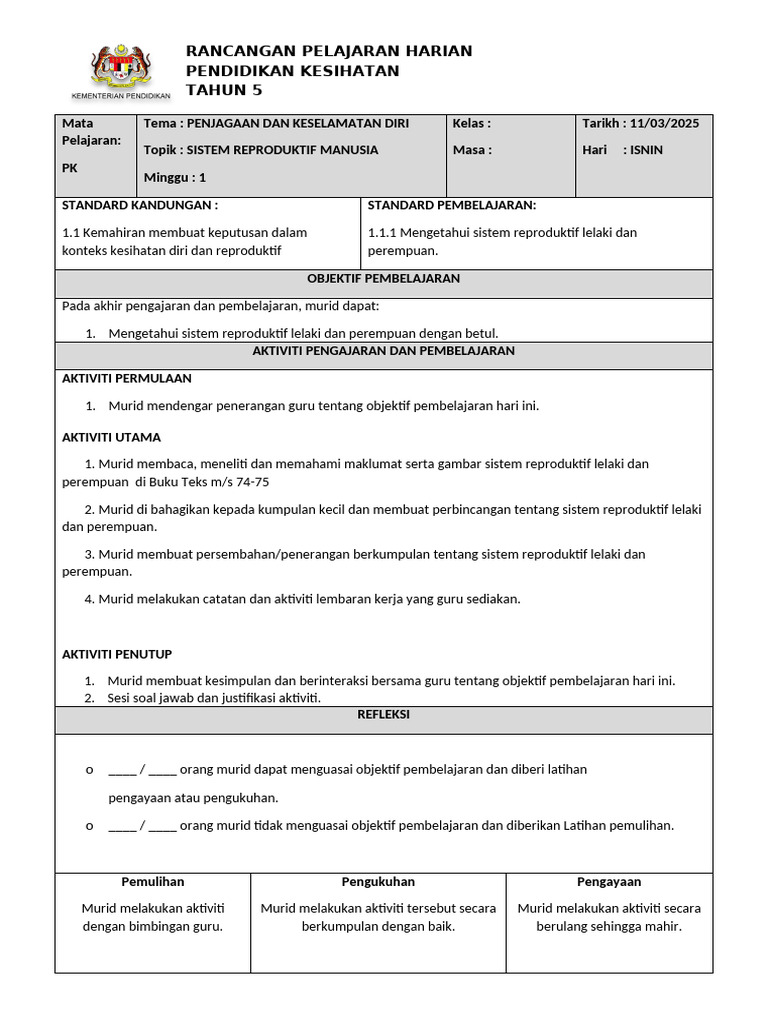 RPH PK THN 5 m1 @aras2025 | PDF