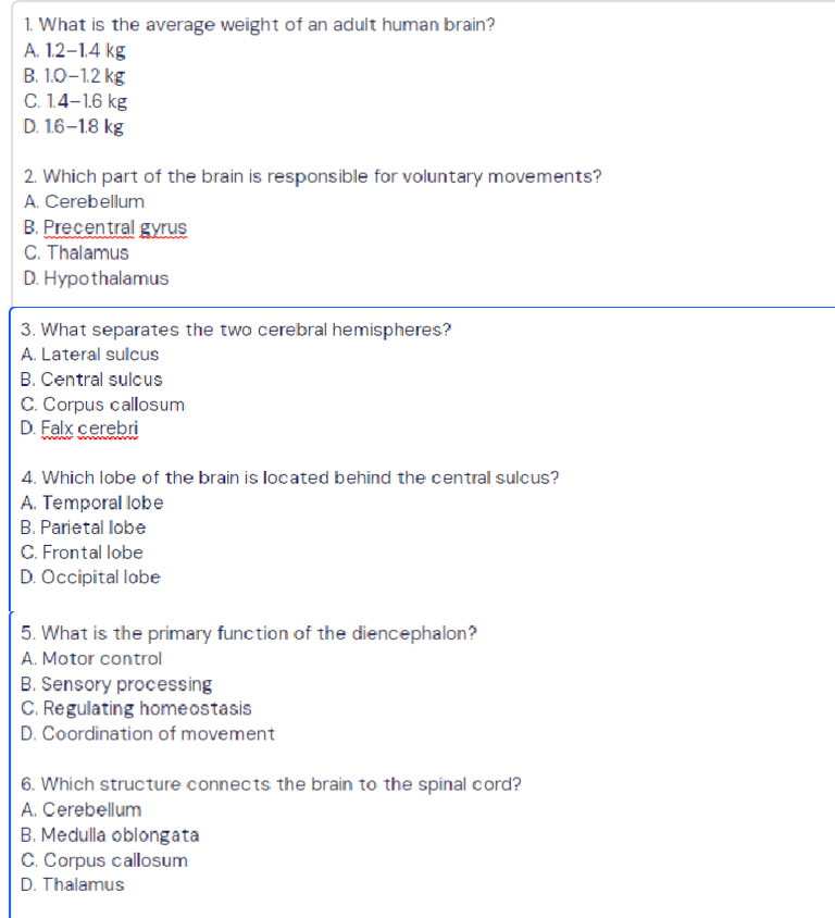 Mcqs THE BRAIN | PDF
