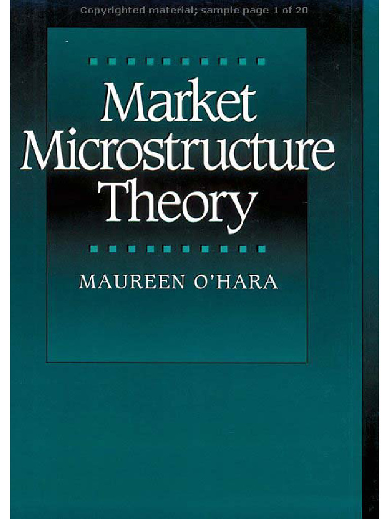 Market Microstructure Theory - Maureen O'Hara 1998 | PDF