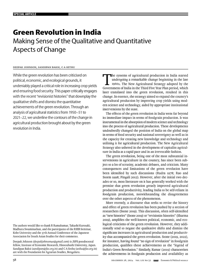 Green Revolution in India | PDF | Green Revolution | Agriculture