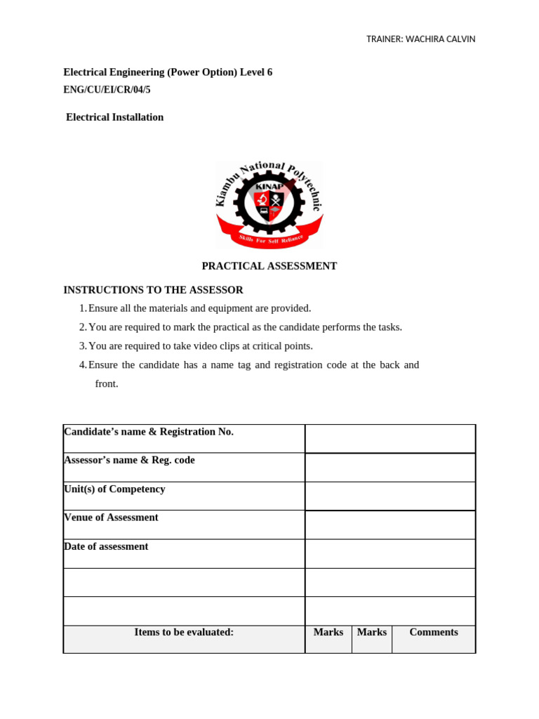Level 2 Electrical Installation Assessment | PDF | Electrical Equipment ...