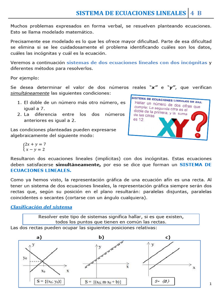 Sist de ecuac lineales | PDF | Sistema de ecuaciones lineales | Ecuaciones