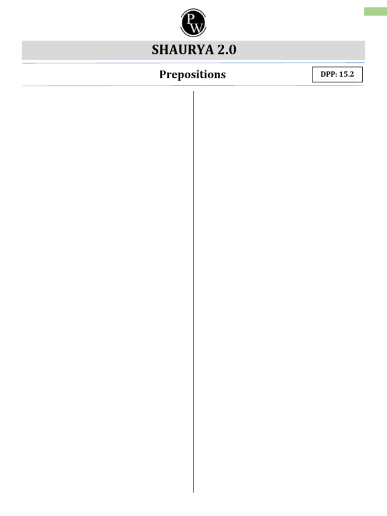 Prepositions _ DPP 15.2 __ Shaurya 2.0-1-2 | PDF