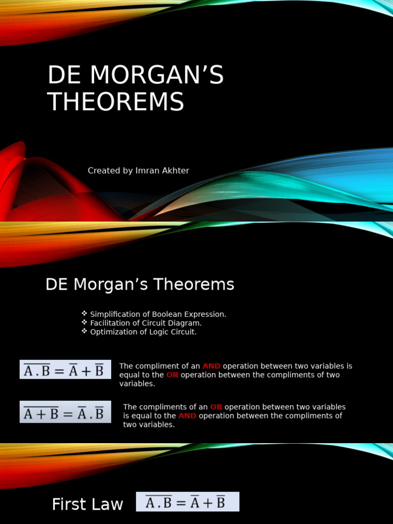 COMP110 DE Morgan Theorem Slides - 161267 | PDF