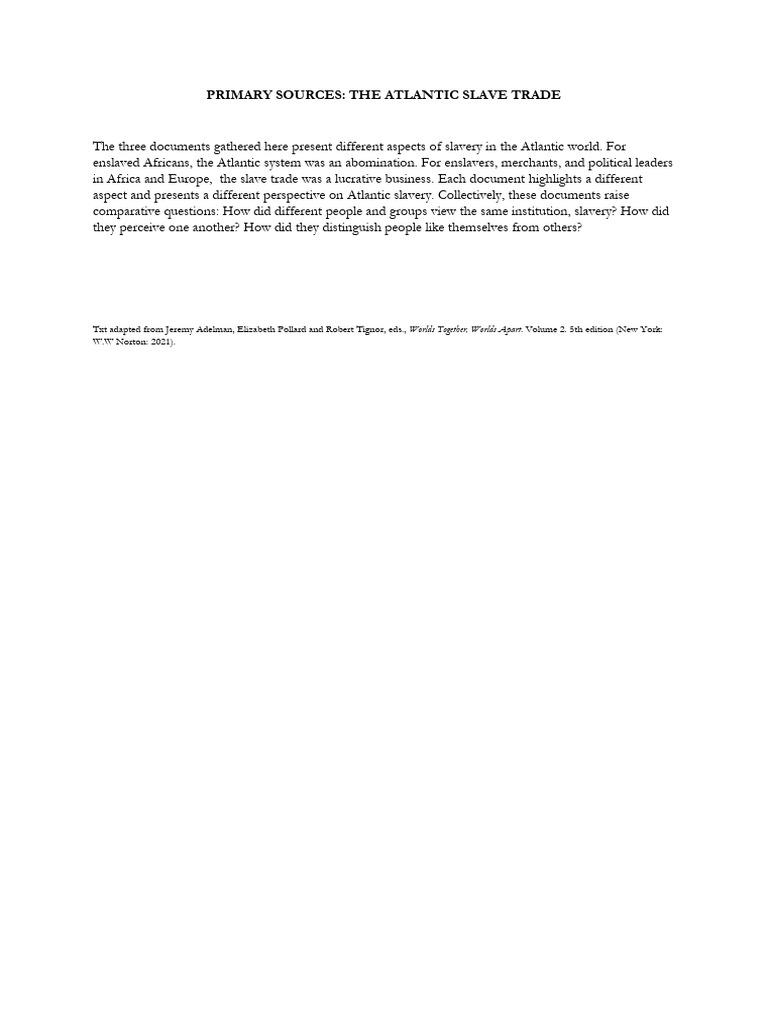 M3-T3-2 - Atlantic Slavery Primary Sources | PDF | Olaudah Equiano ...