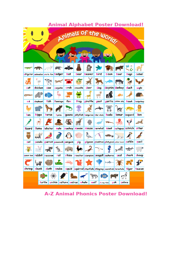 Animal Alphabet Poster Download | PDF