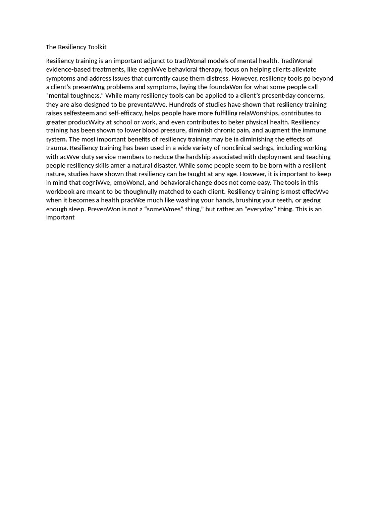 Resiliency Toolkit for Mental Health | PDF