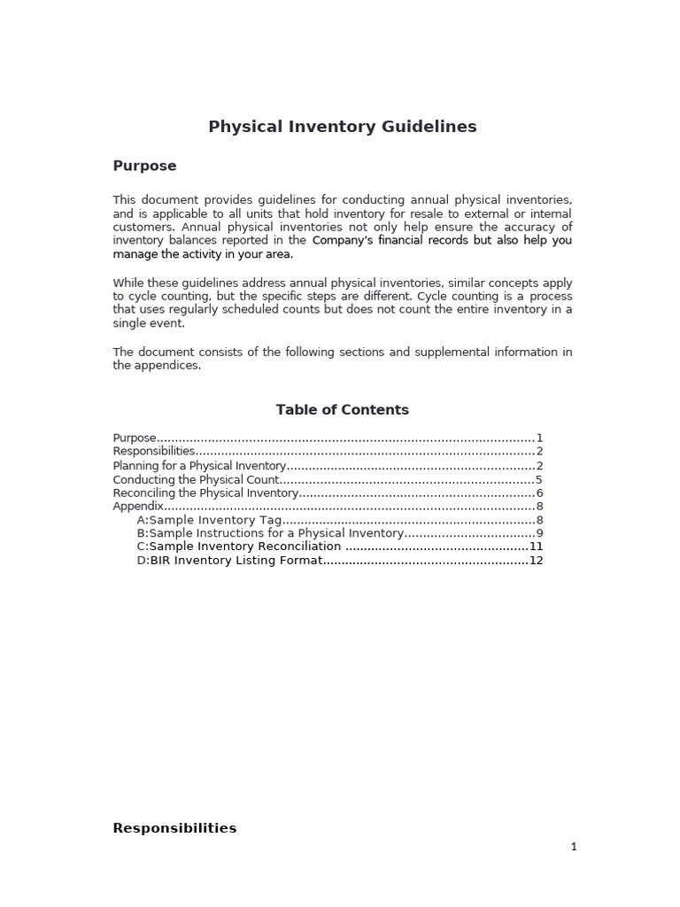 Physical Inventory Guidelines | PDF | Inventory | Accounts Payable