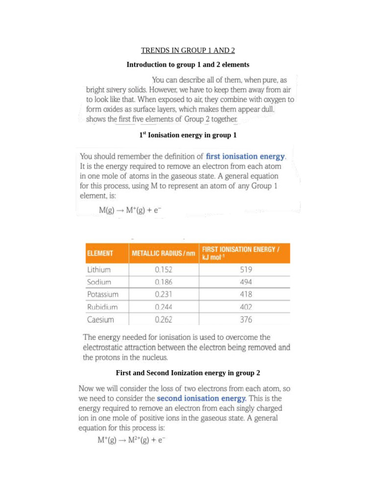Trends in Group 1 and 2 | PDF