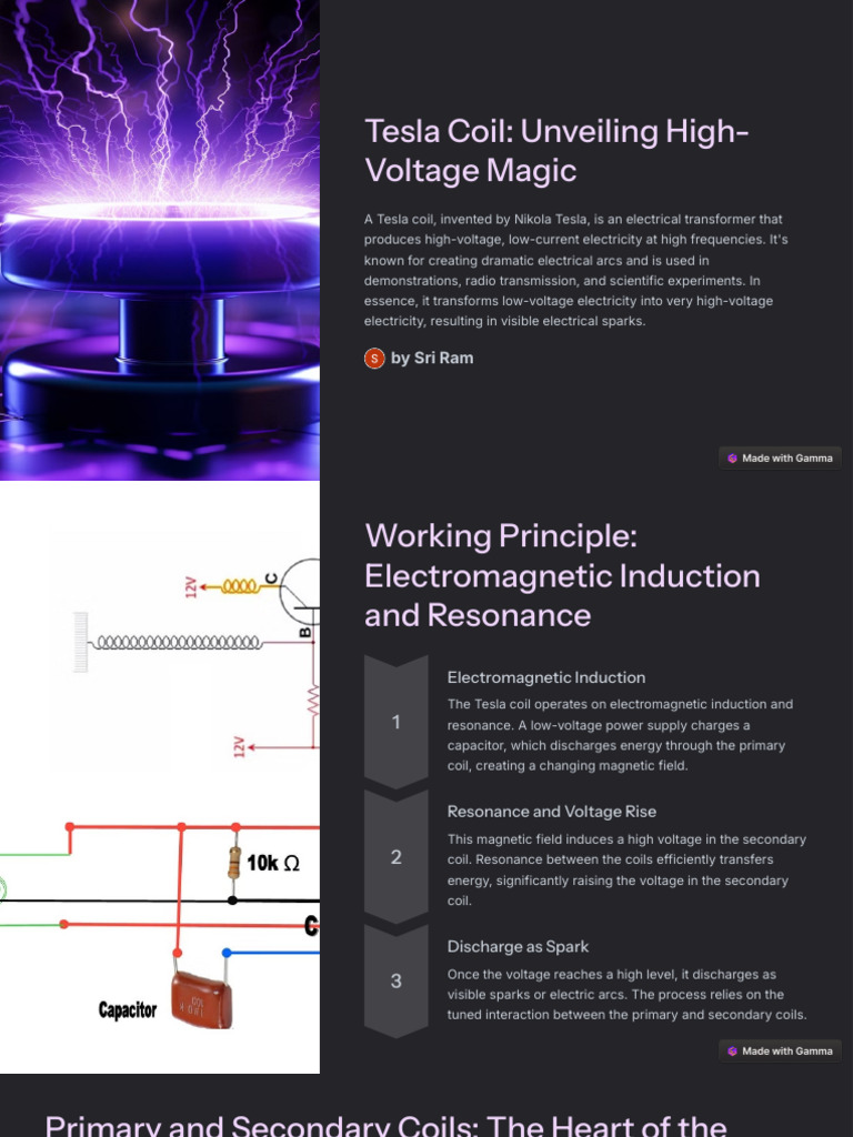 Tesla Coil Unveiling High Voltage Magic | PDF | Inductor | Transformer