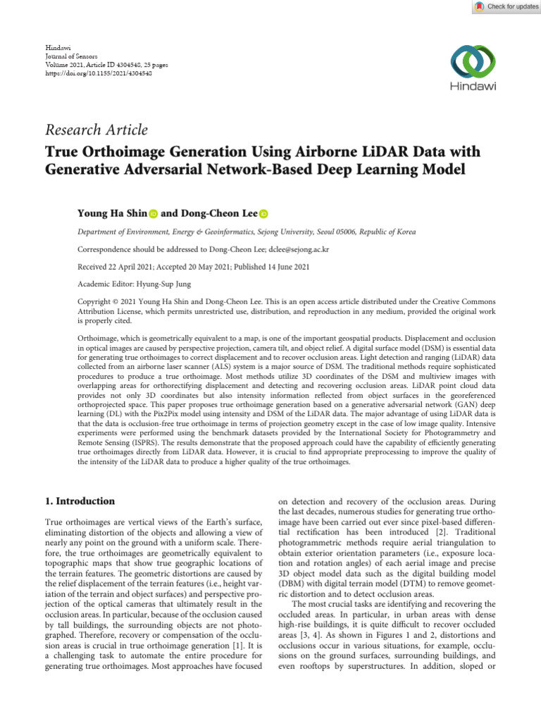 Journal of Sensors - 2021 - Shin - True Orthoimage Generation Using ...
