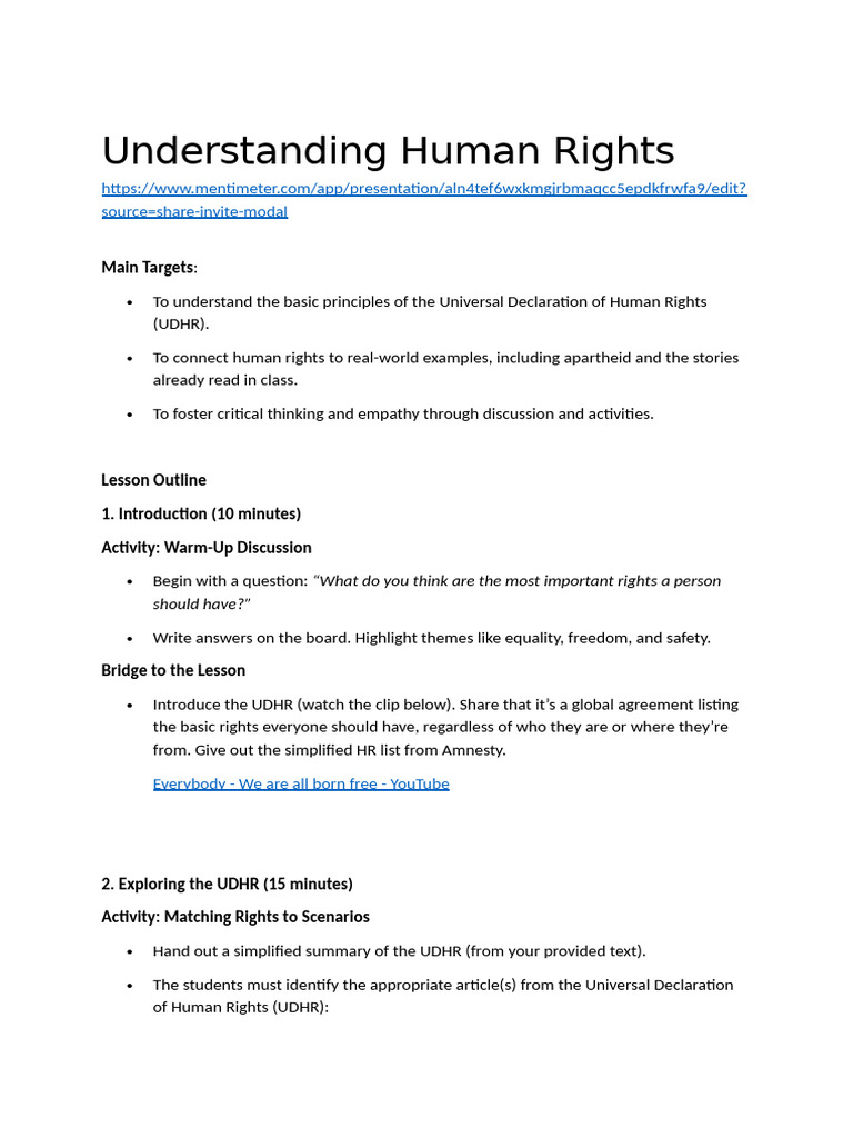 Human Rights: Understanding the UDHR | PDF | Nelson Mandela | Human Rights