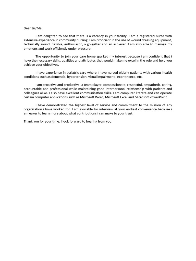 Nursing Job Application Supporting Statement | PDF