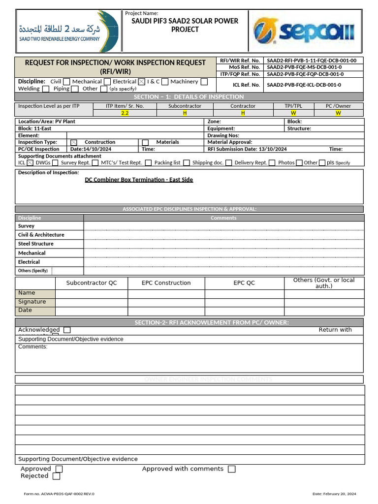 Revised New RFI Format (DCB-E) (Termination) | PDF