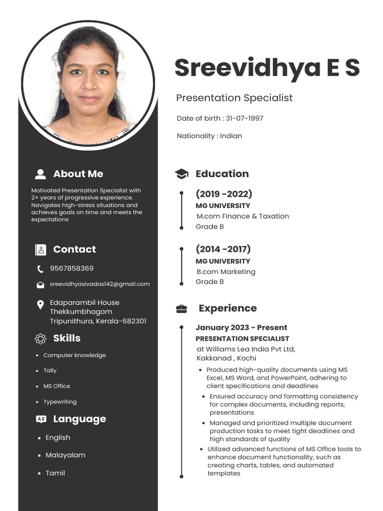 CV Sreevidhya | PDF