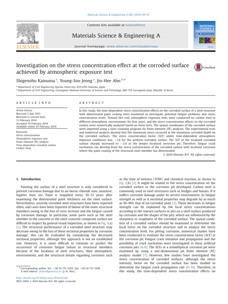 Investigation On The Stress Concentration Effect at The Corroded ...
