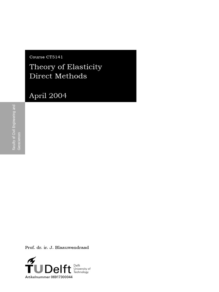 Theory of Elasticity Direct Methods CT5141 | PDF | Bending | Stress ...