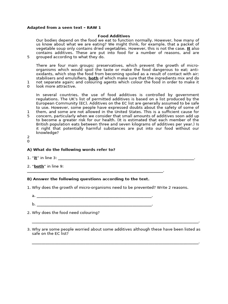 READING - D Food Additives | PDF | Foods | Food Industry