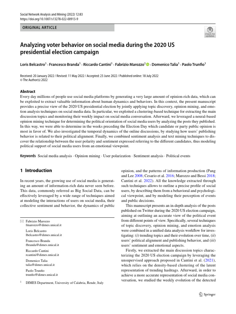 Analyzing Voter Behavior On Social Media During The 2020 US ...